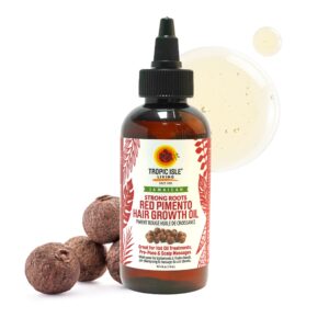 tropical isle living strong roots red pimento hair growth oil 4oz - natural moisturizing treatment for itchy, dry scalp and promote hair growth, prevent dundruffs with jamaican black castor oil