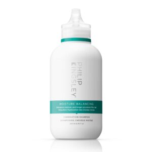 philip kingsley moisture balancing combination shampoo hydrating for dry oily hair, hydration anti-frizz anti-oxidant shampoo gentle cleansing hydrates adds shine, 8.45 oz