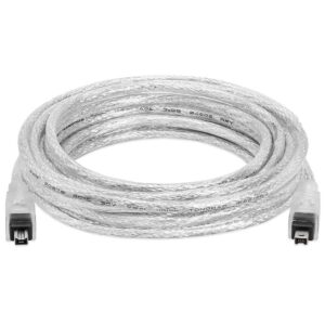 cmple - 15ft firewire cable 4 pin to 4 pin male to male ilink dv cable firewire 400 ieee 1394 cord for computer laptop pc to jvc sony camcorder - 15 feet clear