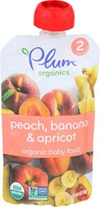 plum organics stage 2, organic baby food, peach, banana, and apricot, 4.0 ounce