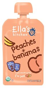 ella's kitchen organic stage 2, peaches + bananas, 3.5 ounce