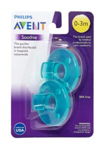 philips avent soothie pacifier, blue, 0-3 months, 2 count