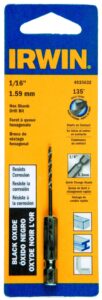 irwin tools 4935632 oxide hex shank drill bit, 1/16-inch, black