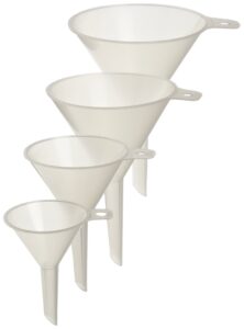 dynalon 542365-0set 4-piece polypropylene lightweight lab funnel assortment