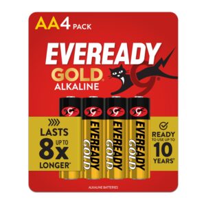 eveready gold alkaline batteries aa, 4-count