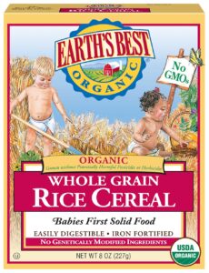 earth's best organic infant cereal, whole grain rice, 8 oz. box