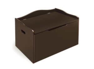 badger basket kid's wooden toy box and storage bench seat with safety hinge - espresso