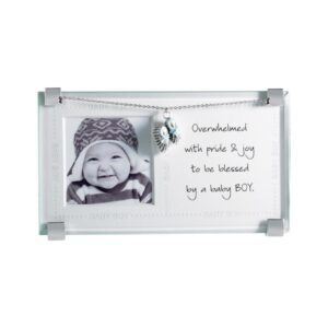 mud pie new baby clip frame, boy, 3.5 x 6.25"