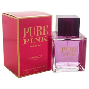 karen low pure pink eau de parfum spray for women, 3.4 ounce