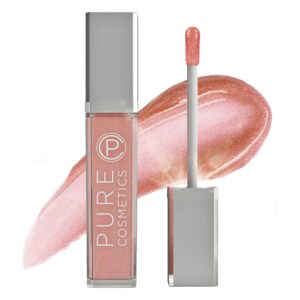 pure cosmetics pure illumination lip gloss - led-lit applicator w/side mirror - non-sticky, moisturizing & hydrating lip glosses - soothes & protects dry chapped lips (caribbean coral)