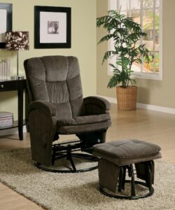 coaster furniture reclining glider with matching ottoman chocolate 600159