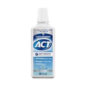 act dry mouth anticavity zero alcohol fluoride mouthwash 18 fl. oz. soothing mint