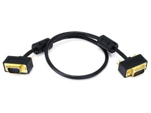 monoprice 1.5ft ultra slim svga super vga 30/32awg m/m monitor cable w/ ferrites (gold plated connector)