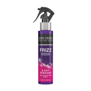 john frieda frizz ease keratin infused flat iron hair spray, 3 day straightening spray, anti frizz heat protectant for curly hair, 3.5 ounce