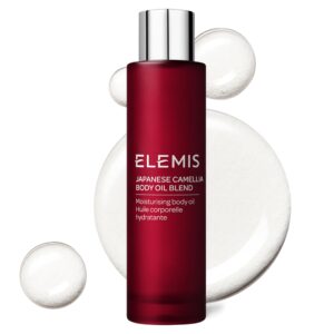 elemis japanese camellia body oil blend | luxuriously lightweight body oil nourishes, conditions, and softens pregnant and postpartum skin | 100 ml