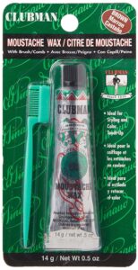 clubman pinaud moustache wax with comb applicator, for styling & color enhancement, brown, 0.5 oz (pack of 3)