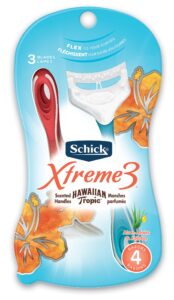 schick xtreme3 women's disposable razors with hawaiian tropic scented handles, 4-count (pack of 2)