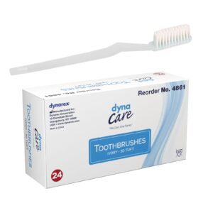 dynarex 4861 toothbrushes, adult 30 tuft, pack of 144