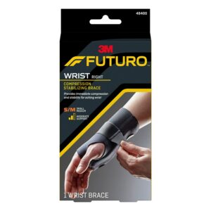 futuro compression stabilizing wrist brace, right hand, small/medium size, provides support to injured wrists, easy-to-use design, three straps provide a customizable fit (48400enr)