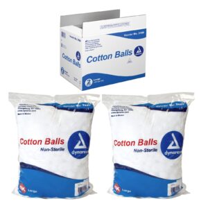 dynarex cotton ball, non-sterile and large, latex-free, pack of 2000