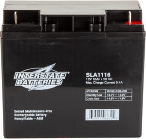 interstate batteries 12v 18ah battery (nut & bolt terminal) sla agm vrla rechargeable replacement for solar power, generators, medical devices, fences (sla1116)