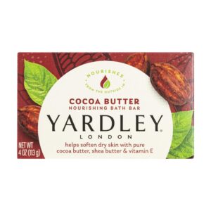 yardley london nourishing bath soap bar cocoa butter, helps soften dry skin with pure cocoa butter, shea butter & vitamin e, 4.0 oz bath bar, 1 soap bar