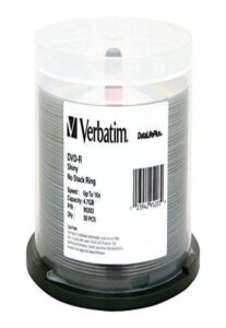 verbatim dvd-r 4.7gb 16x vx shiny silver silk screen printable - 50pk spindle