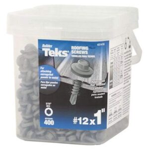 teks #12 x 1 in. hex washer head drill pt metal-to-metal roofing screws 400ct