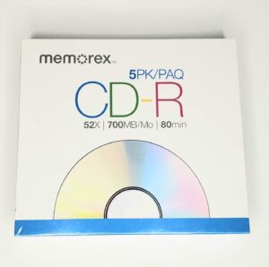 cd-r, w/ slim jewel case, 52x, 700mb/80min, 5/pk