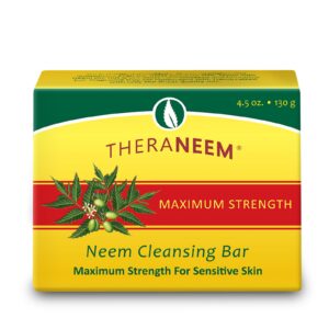 theraneem neem therape cleansing bar, maximum strength | neem oil soap for sensitive skin | soothes & hydrates | 4oz