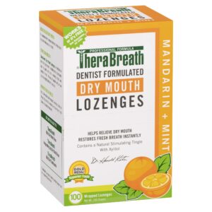 therabreath dry mouth zinc lozenges, mandarin mint flavor, 100 lozenges