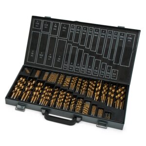 230 piece titanium drill bit set - multiples of each of the 27 sizes from 3/64" up to 1/2 inch -coated hss