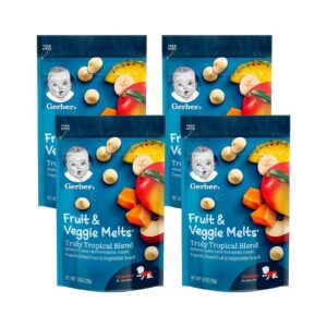 gerber graduates fruit & veggie melts - truly tropical blend, 1-ounce (pack of 4)