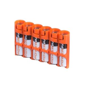 storacell slaaaorg by powerpax slimline aaa battery caddy, orange, holds 6 batteries, 1 count (pack of 1)