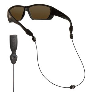 chums orbiter eyewear retainer - lightweight stainless steel cable glasses strap (black), 15.5"