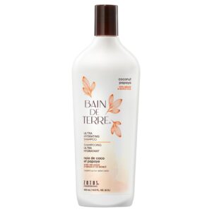 bain de terre coconut papaya ultra hydrating shampoo, moisture quench for dry, damaged hair, with argan & monoi oils, paraben-free, color-safe, vegan,13.5 fl oz