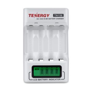 tenergy tn156 4-bay compact aa/aaa nimh nicd lcd battery charger, ideal charger for aa and aaa size rechargeable batteries for everyday electronics