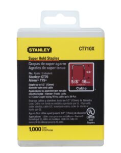 stanley ct710x wide crown super hold electrician's staples 5/8-inch lenth, 1/2-inch crown, 1000-pack