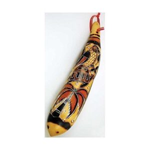 gourd rattle (rrgou) rain stick carved 12" fair trade peru shaman000006