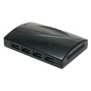 icidu 4 port 5v/3.5a ac usb 3.0 hub - black