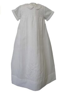 feltman brothers boys embroidered collar white christening gown (9-12m)