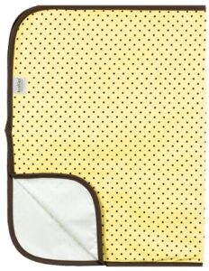 kushies deluxe flannel change pad, yellow with brown dots