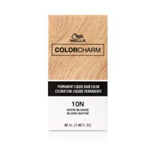 colorcharm permanent liquid hair color for gray coverage| 10n satin blonde| 1.4 fl oz