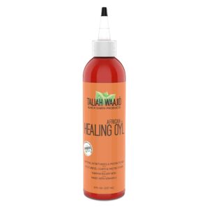 taliah waajid black earth products african healing oyl | total body oil | softens, moisturize, coats, and protects hair & skin | infused with vitamin e, olive oil, and sunflower oil- 8oz (t128)