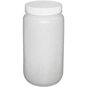 nalgene 2120-0005 high density polyethylene large wide mouth bottle, 2 liters capacity (case of 6)