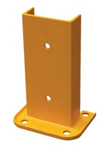 vestil g6-12 structural steel rack guard, 4 mounting holes, 12-1/4" height, base measures 8-1/16" x 6", safety yellow