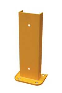 vestil g6-18 structural steel rack guard, 4 mounting holes, 18-1/4" height, base measures 8-1/16" x 6", safety yellow