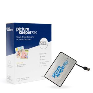 picture keeper pro connect photo & video external hard drive for mac and pc computers, 500gb usb flash drive