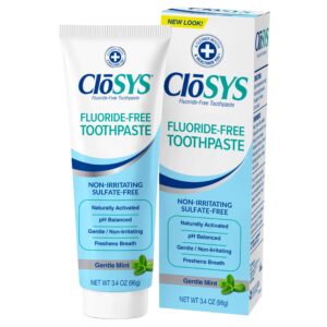 closys fluoride free toothpaste, 3.4 ounce, travel size, gentle mint, tsa compliant, whitening, enamel protection, sulfate free