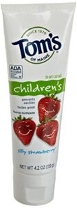 tom's of maine natural anticavity fluoride children's toothpaste, silly strawberry, 4.2 ounce, 2 count